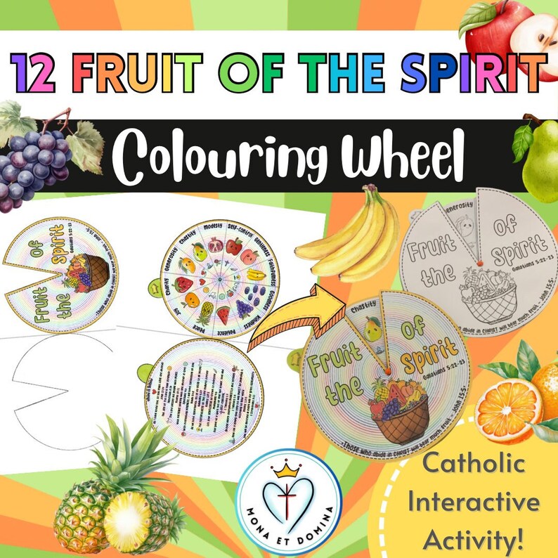 Digital Download 12 Fruit of the Spirit Catholic Colouring Wheel ...