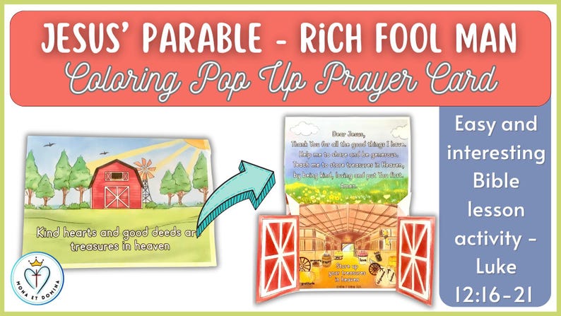 Parable of Jesus the Rich Fool Luke 12 Bible Lesson Craft Activity ...