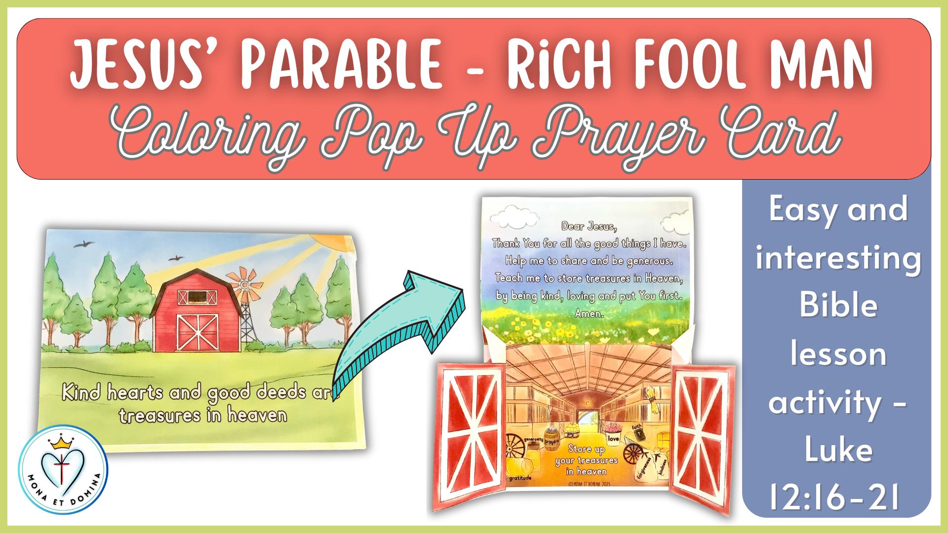 Parable of Jesus the Rich Fool Luke 12 Bible Lesson Craft Activity ...