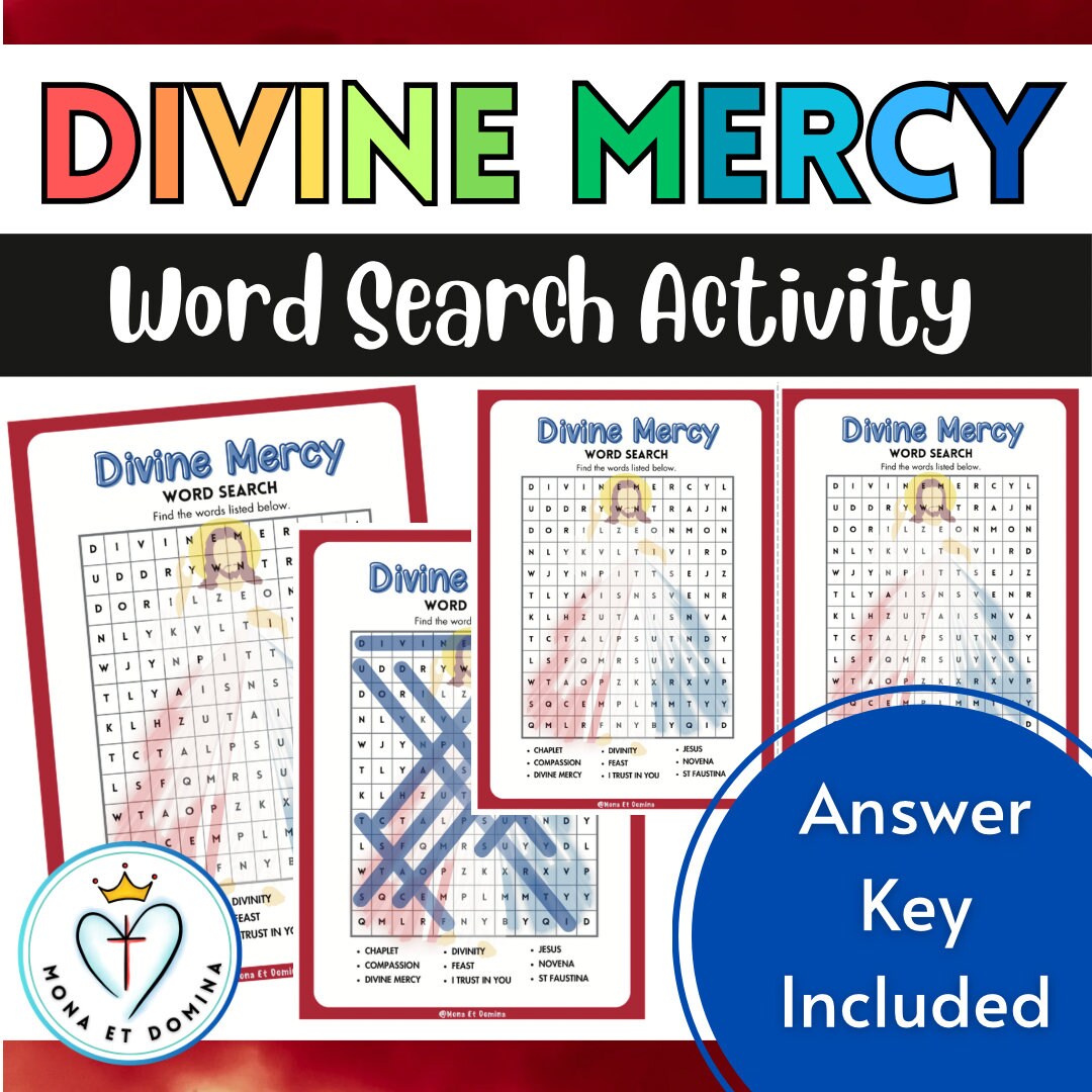 Digital Download Divine Mercy Sunday Word Search No Prep Printable ...