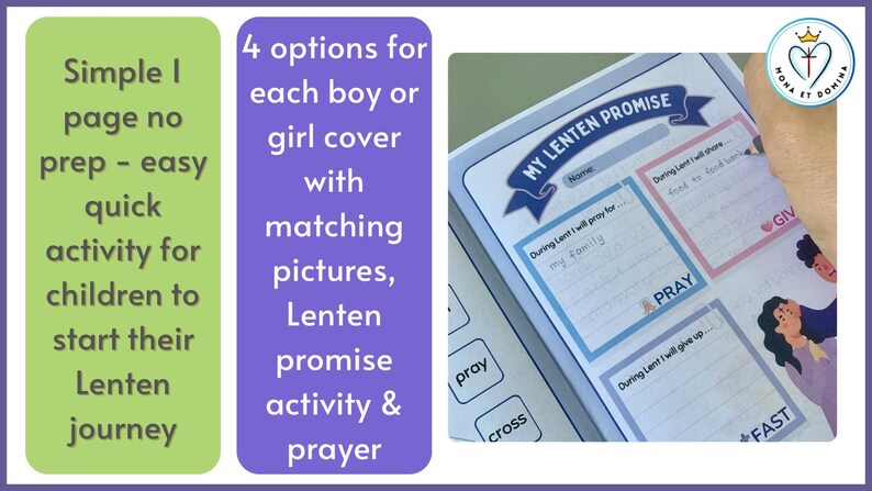 Ash Wednesday Lenten Promise Catholic Lent Activity Matching Words ...