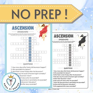 Ascension of Jesus Worksheet Crossword Puzzle No Prep Feast Day ...