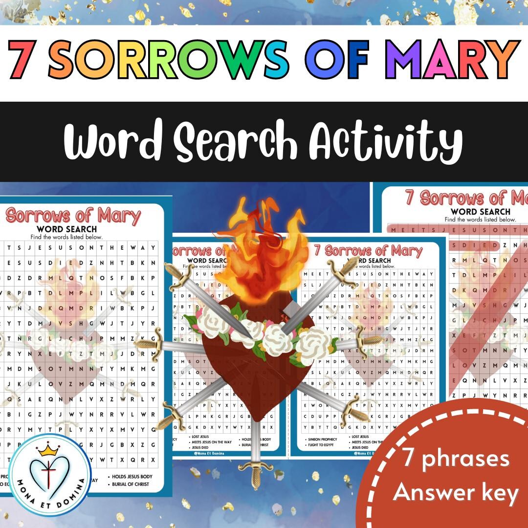 Digital Download 7 Sorrows of Mary Our Lady of Sorrow Devotion Word ...