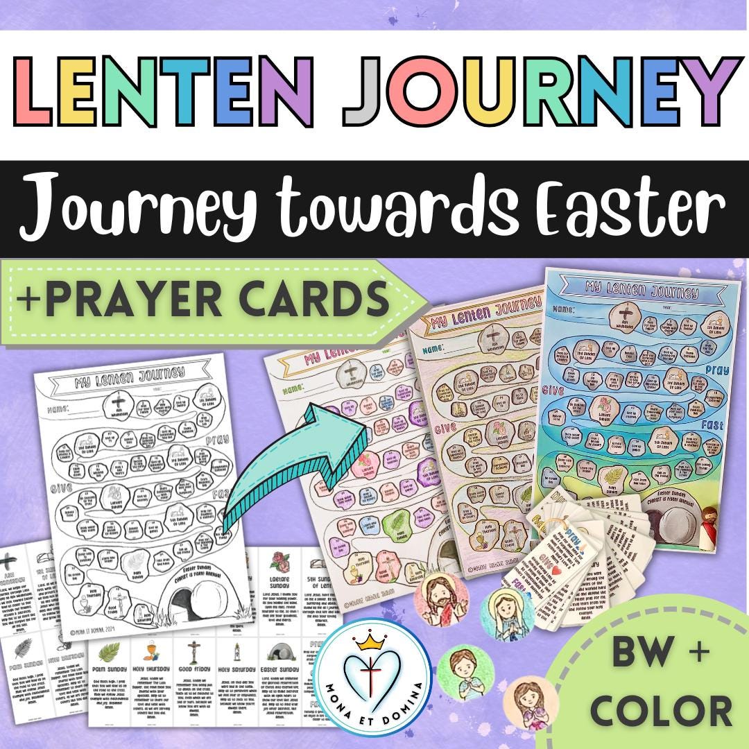 40 Days Lenten Calendar Tracker Catholic Lenten Journey to Easter ...