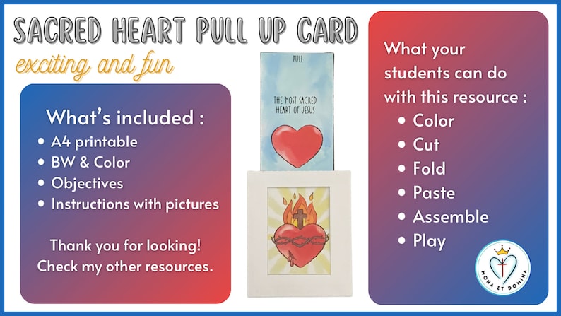 Digital Download Most Sacred Heart of Jesus Interactive Pull up Card ...