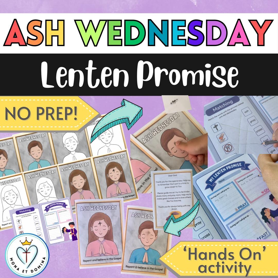 Ash Wednesday Lenten Promise Catholic Lent Activity Matching Words ...