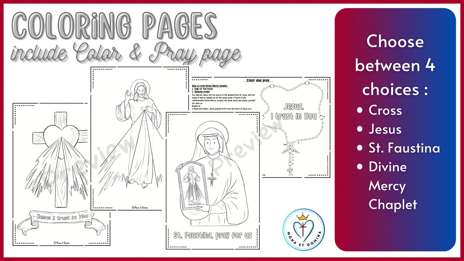 Digital Download Divine Mercy Sunday Color and Pray Colourng Pages No ...
