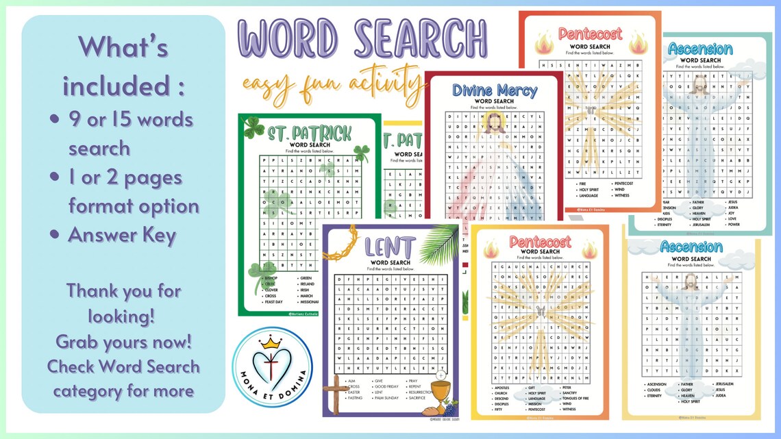 Digital Download Most Sacred Heart of Jesus Sunday Word Search No Prep ...