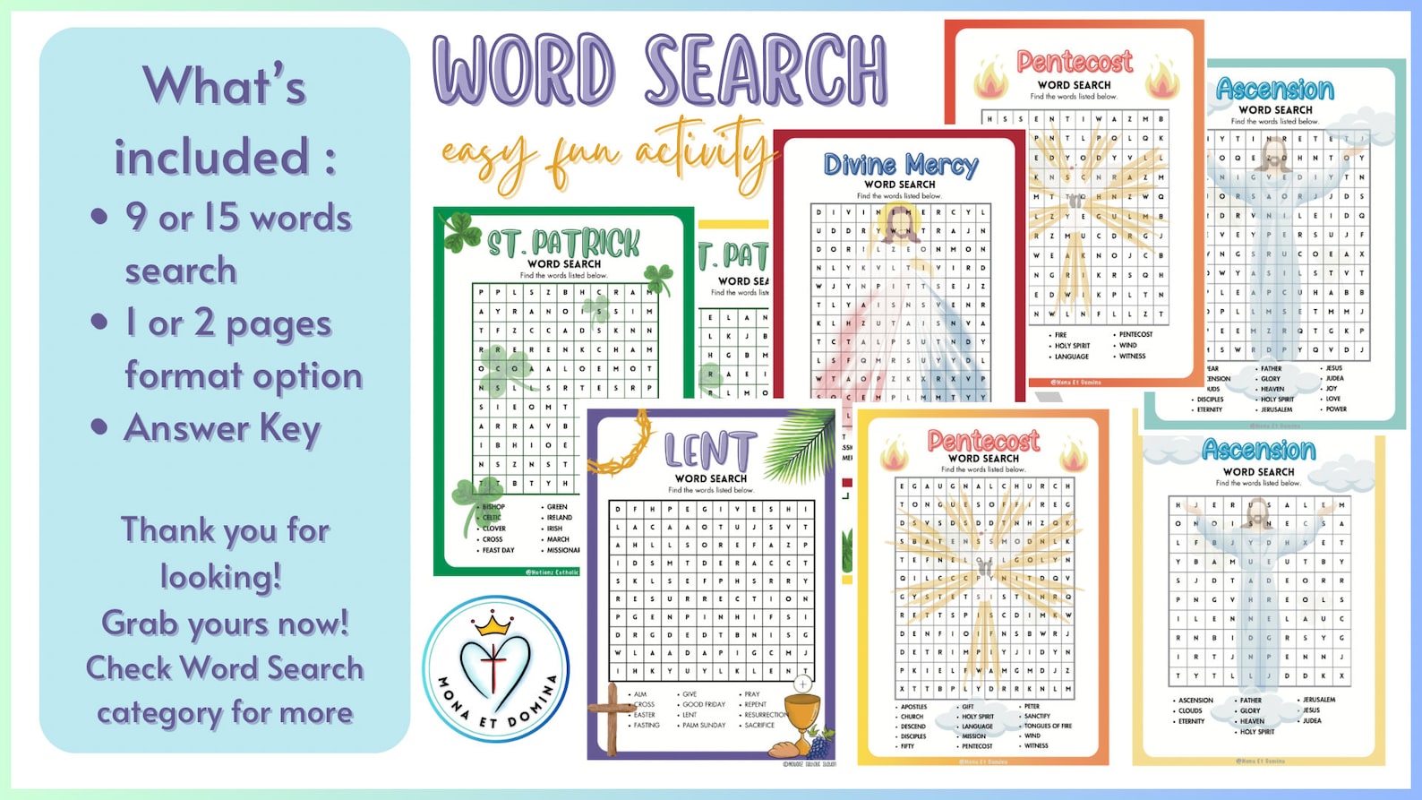 Digital Download Ascension of the Lord Jesus Sunday Word Search No Prep ...