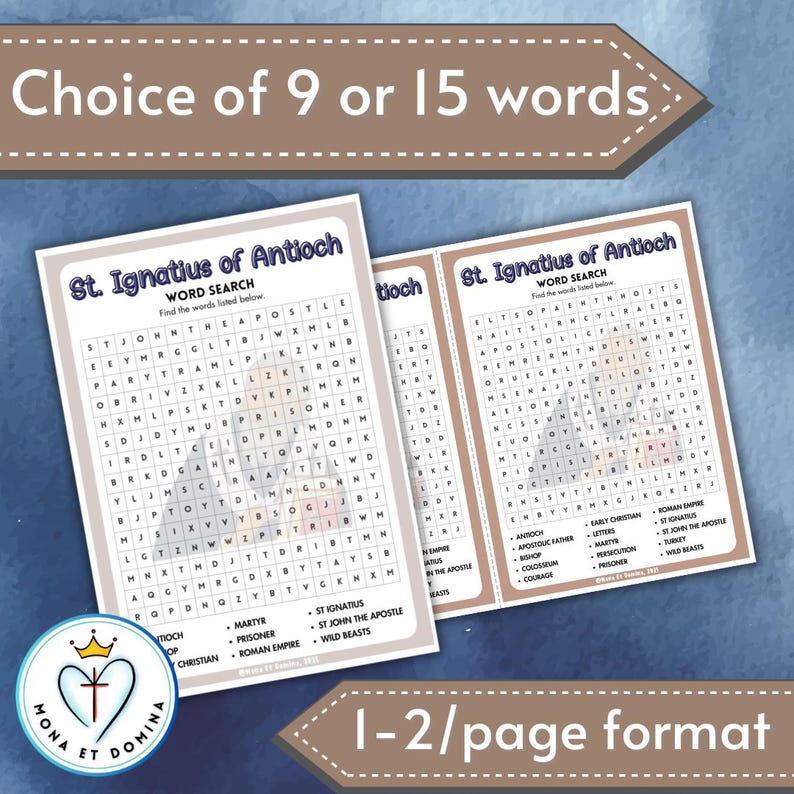 St Ignatius of Antioch Worksheet Catholic Saint October Feast Day Word ...