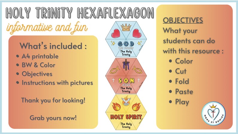 Digital Download Holy Trinity Hexaflexagon Fidget Paper Toy Interactive ...