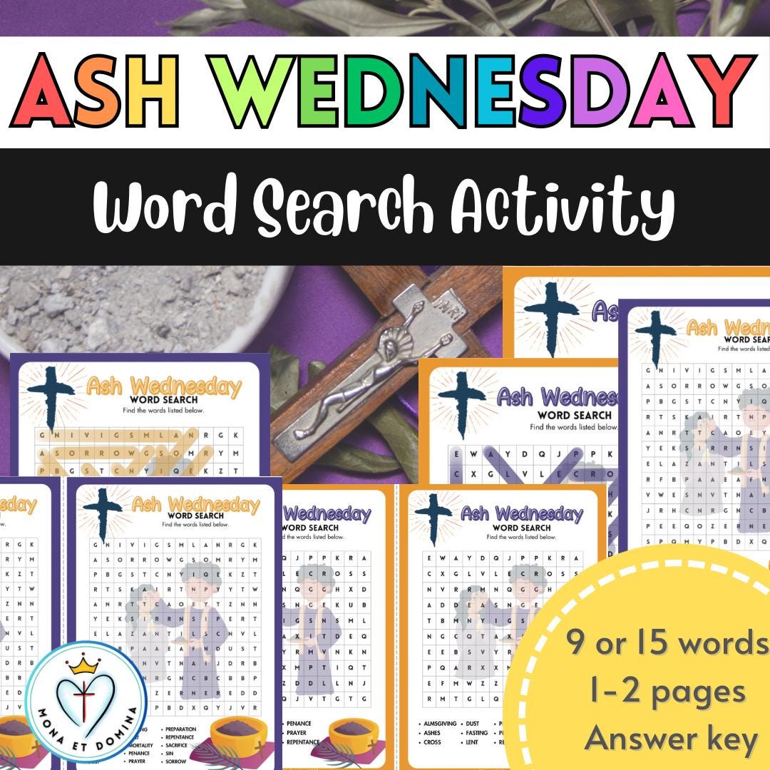 Digital Download Ash Wednesday Lenten Season Liturgical Calendar Word ...