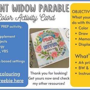 Parable of Jesus Persistent Widow Bible Lesson Craft Luke 18 Coloring ...