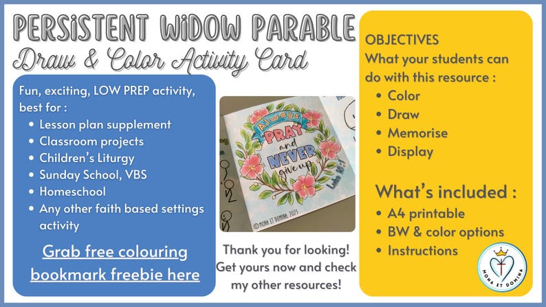 Parable of Jesus Persistent Widow Bible Lesson Craft Luke 18 Coloring ...