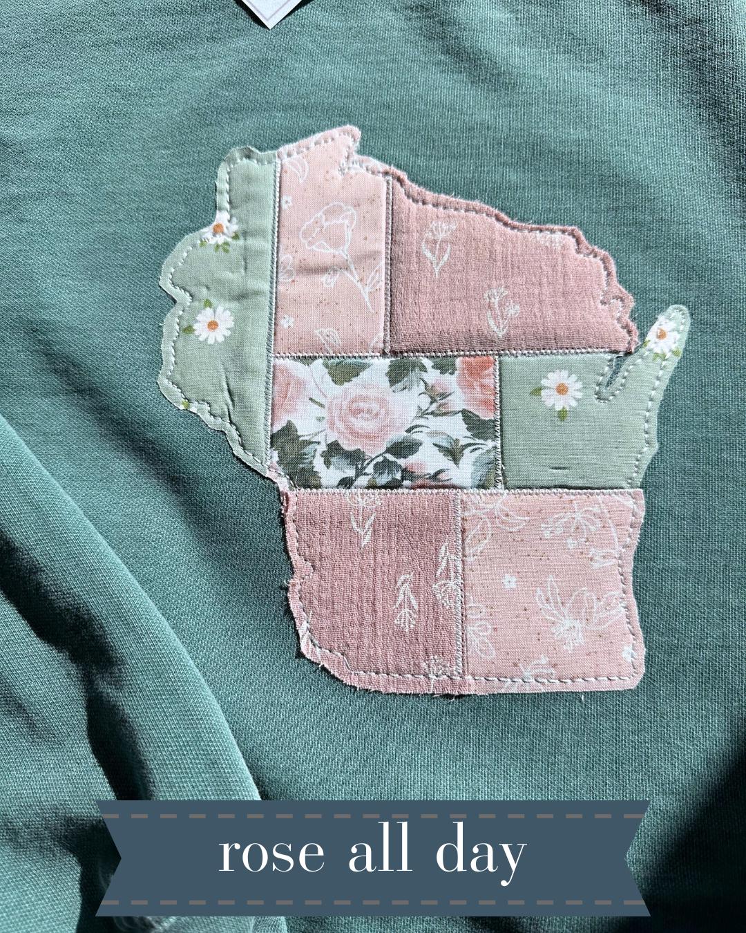 Patchwork State Crewneck, Quilted Sweatshirt, Vintage Fabric Embroidery ...