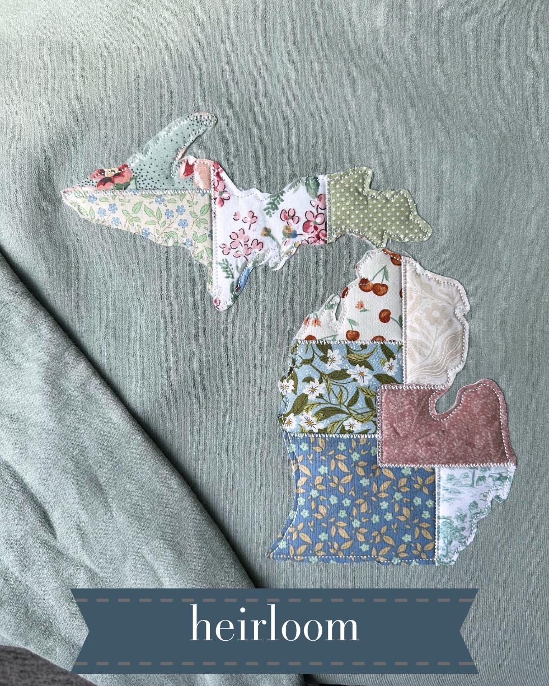 Patchwork State Crewneck, Quilted Sweatshirt, Vintage Fabric Embroidery ...