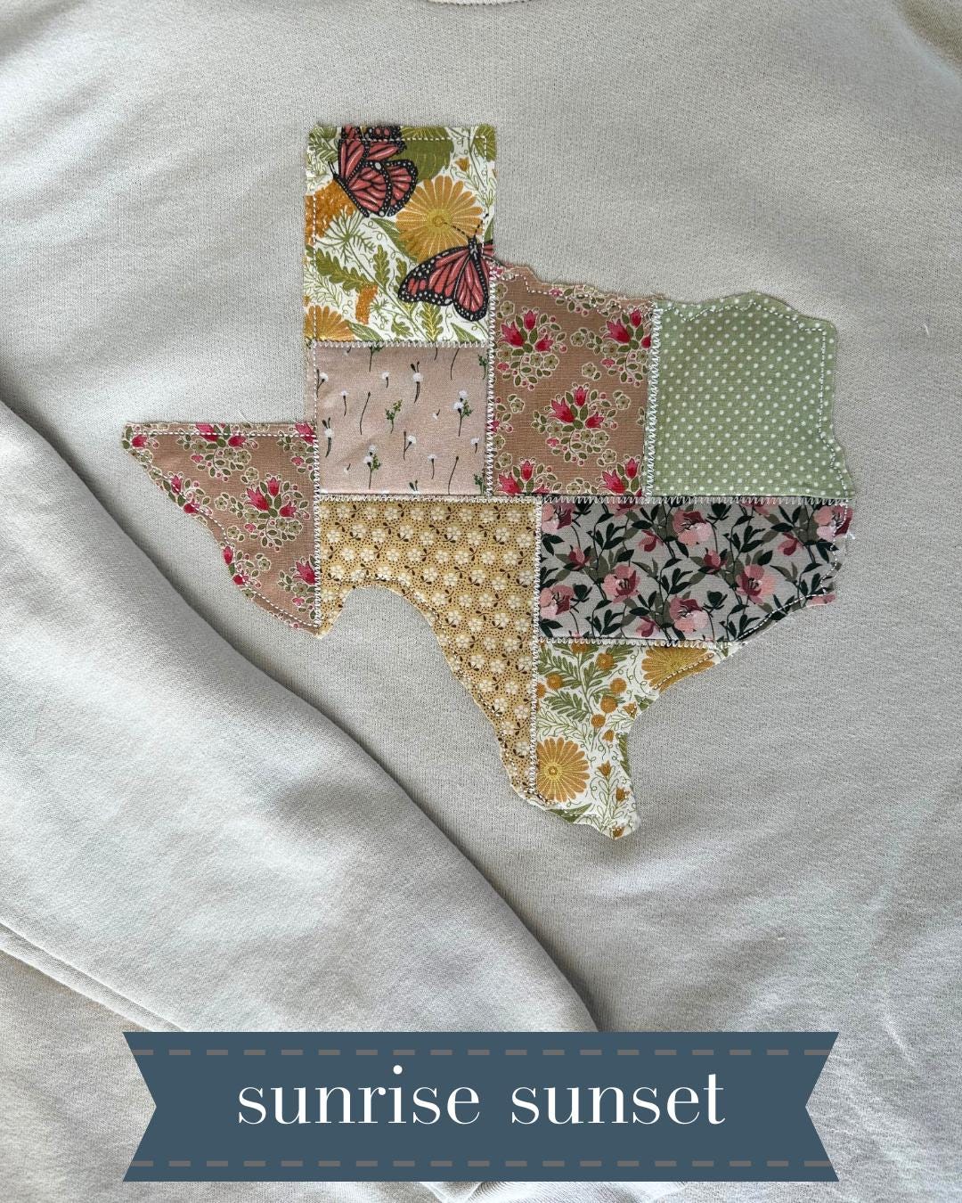 Patchwork State Crewneck, Quilted Sweatshirt, Vintage Fabric Embroidery ...