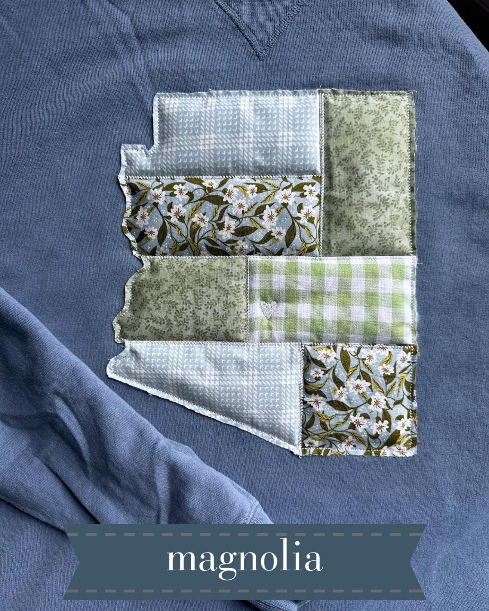 Patchwork State Crewneck, Quilted Sweatshirt, Vintage Fabric Embroidery ...
