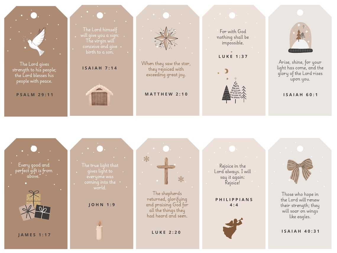 Bible Verse Gift Tags or Ornaments Digital Download • Christian ...