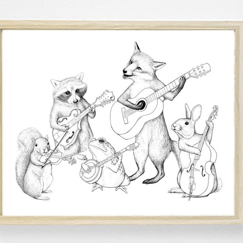 Bluegrass Art Print Set. Cute Animal Prints. Musical Nursery - Etsy