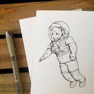 Space Cat Notecards - Set of 4 - Space Cat Stationary - Geeky Cards ...