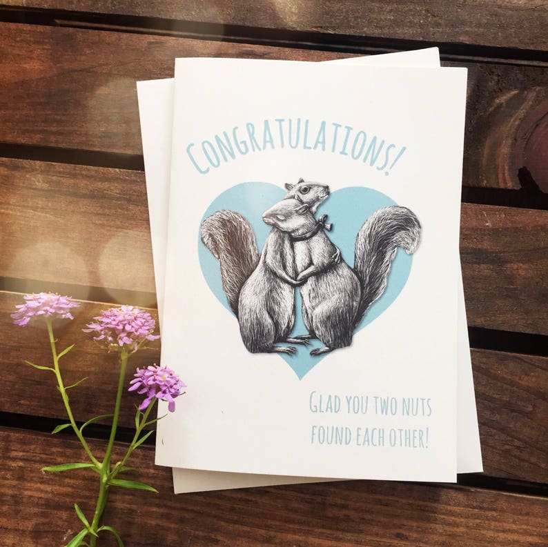 Cute Squirrel Wedding Card. Funny Congratulations Card. Animal ...