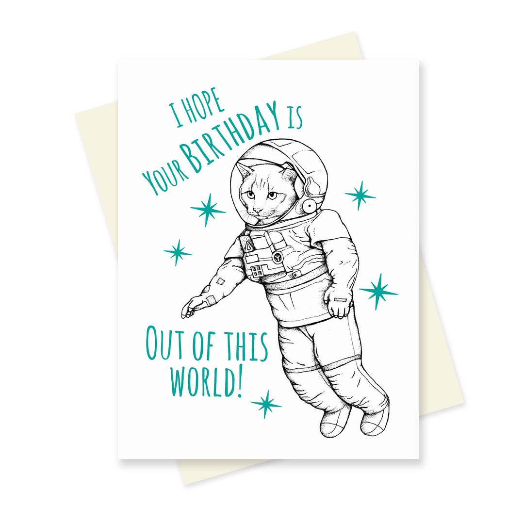 Space Cat Birthday Card. Funny Birthday Card. Boyfriend Birthday Card ...