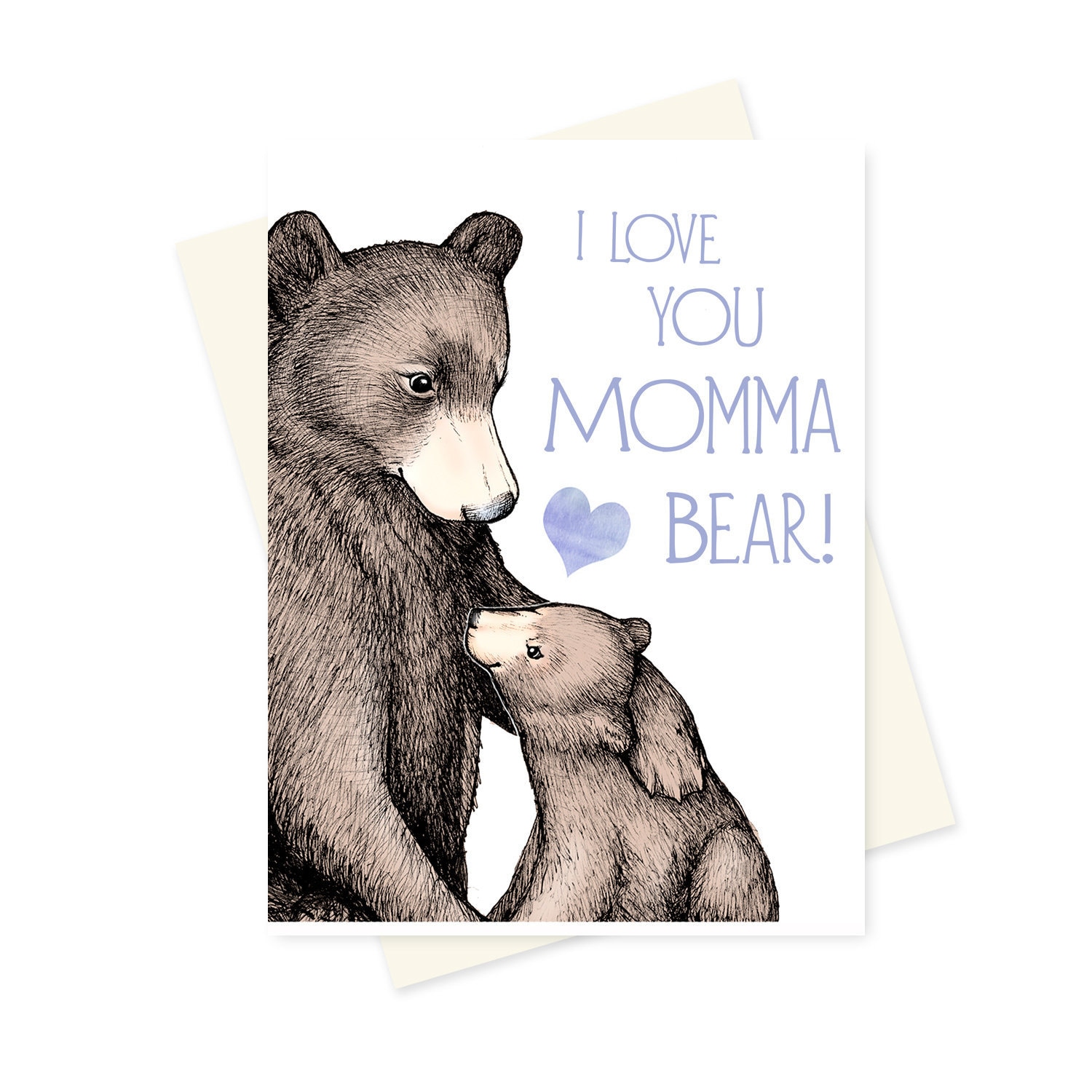 Momma Bear Mothers Day Card. I Love You Mama Bear for Mom. - Etsy