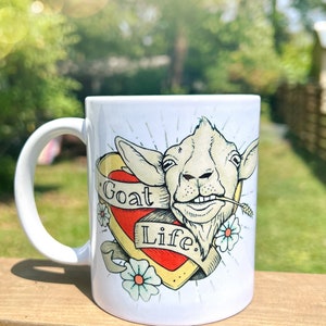 Funny Ceramic Goat Life Mug. Coffee Cup. Goat Lover Gift. Retro Heart ...