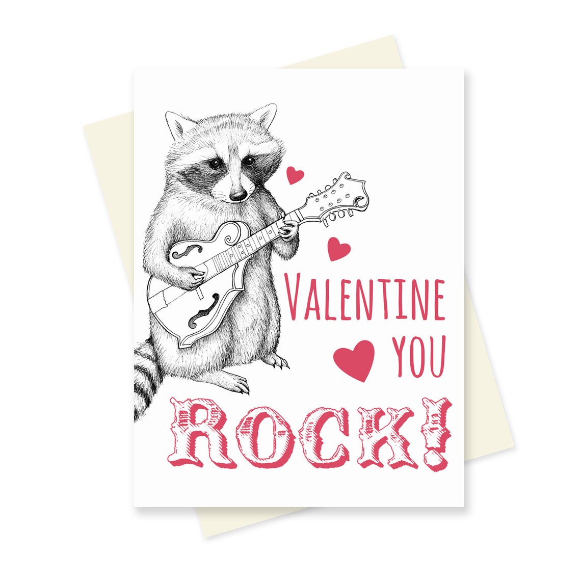 Raccoon Valentines Day Card. Music Valentine Card. Bluegrass - Etsy