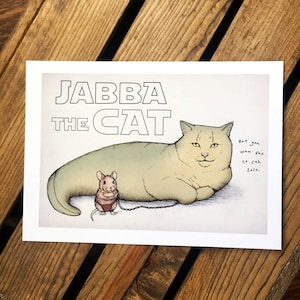Jabba the Cat Print. Star Fan Art. Space Art. Cute Cat Decor. Whimsical ...