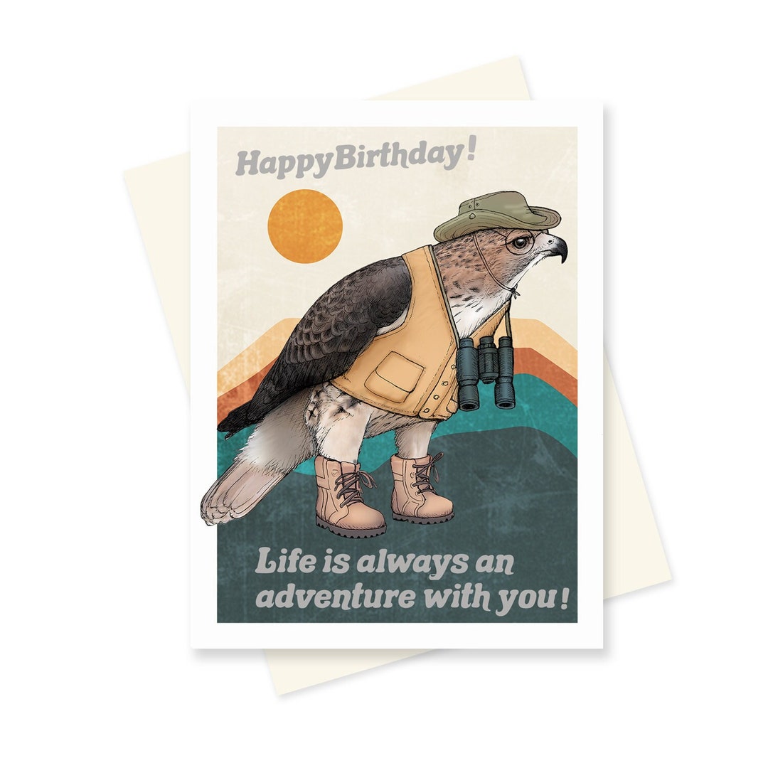 Adventure Partner Birthday Card. Bird Happy Birthday. Outdoors Hiking ...