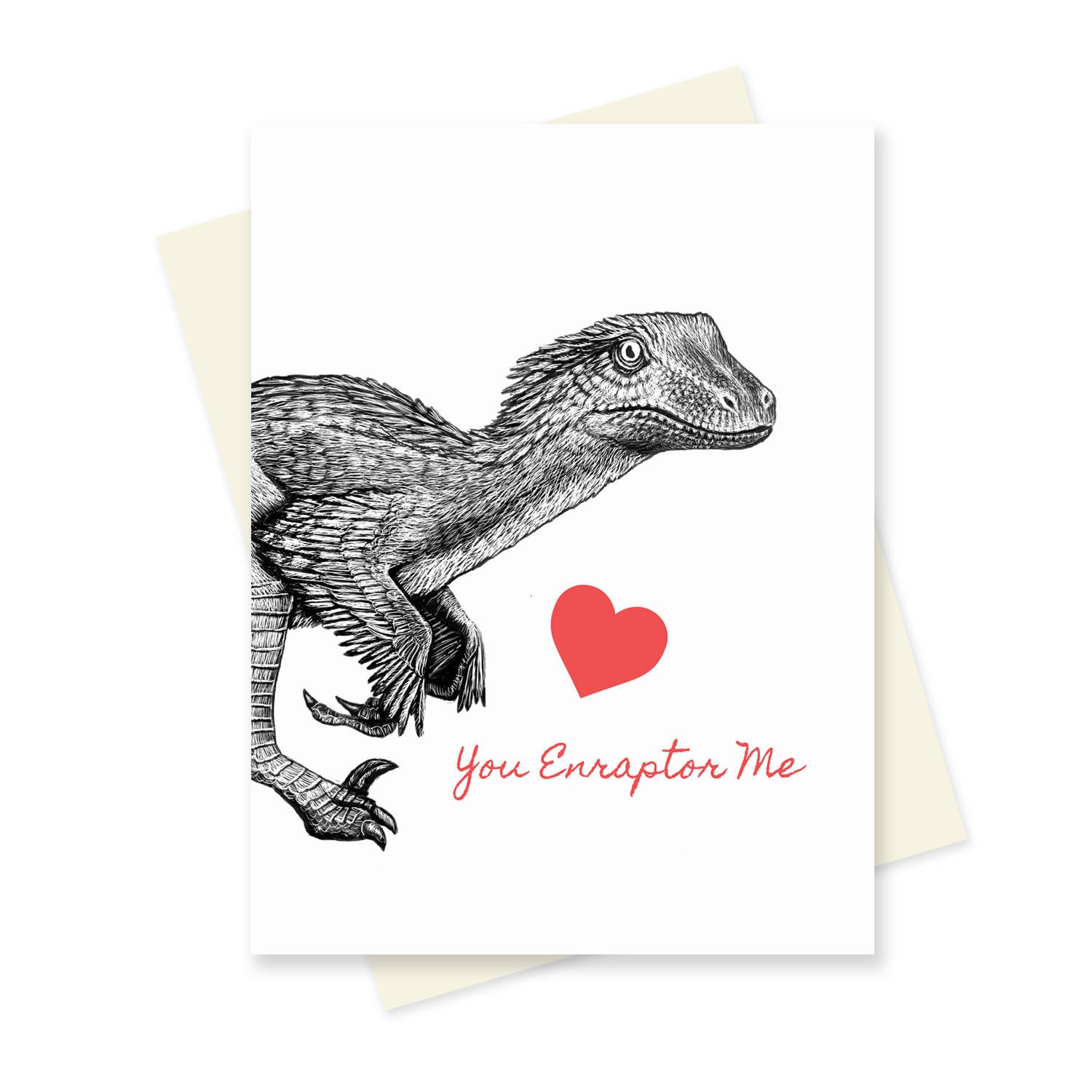 Dinosaur Valentine Card. Velociraptor Valentines Day Card. Nerdy ...