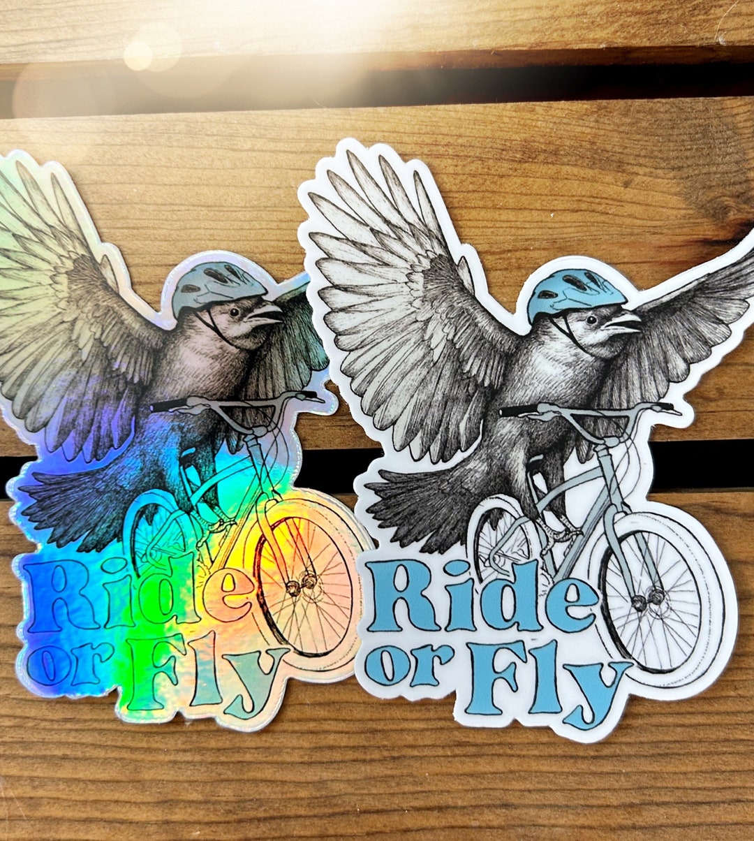 Bird on Bike Vinyl Sticker. Ride or Fly Birding Bird Lover Water Bottle ...