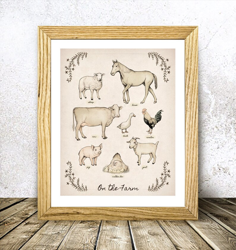 Farm Animal Art Print. Rustic Print. 8x10 Farmhouse Decor. - Etsy