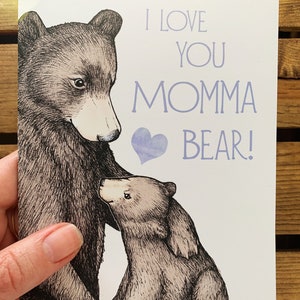 Momma Bear Mothers Day Card. I Love You Mama Bear! for Mom. Woodland ...
