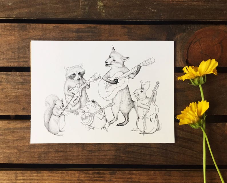 Bluegrass Animal Band Art Print - Bluegrass Art - Animal Art - Music ...