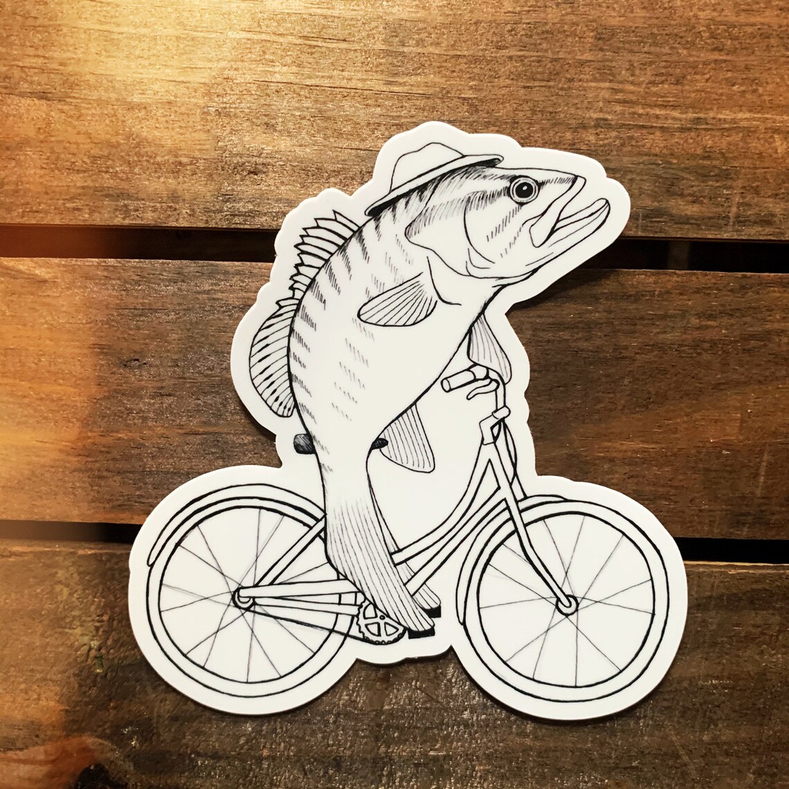Bicycle Vinyl Sticker. Fish on Bike Bumper Sticker. Waterproof - Etsy