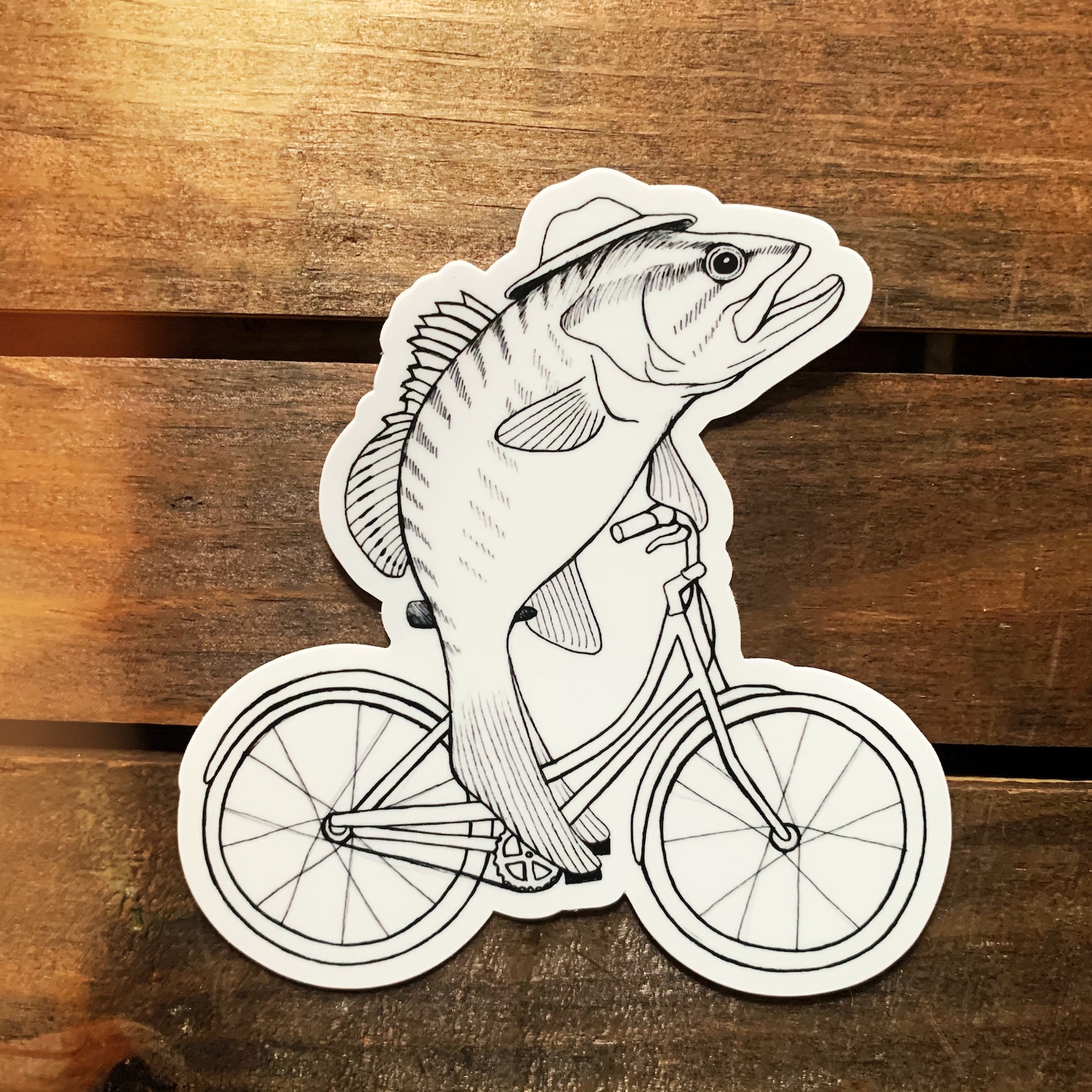 Bicycle Vinyl Sticker. Fish on Bike Bumper Sticker. Waterproof - Etsy