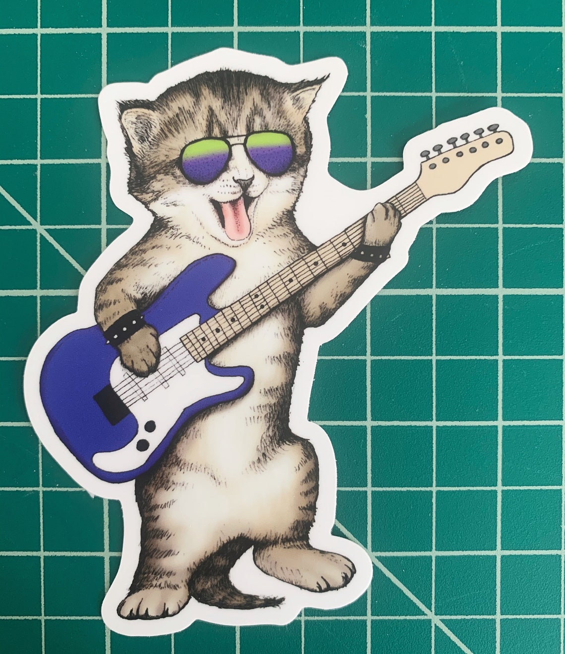 Rock And Roll Cat Vinyl Sticker Guitar Kitty Bumper Sticker Etsy rock-and-roll-cat-vinyl-sticker-guitar-kitty-bumper-sticker-etsy