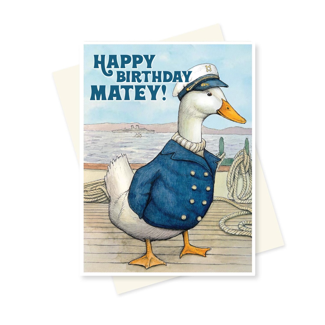 Funny Duck Sailor Birthday Card. Happy Birthday. Nautical Boat Sailing ...