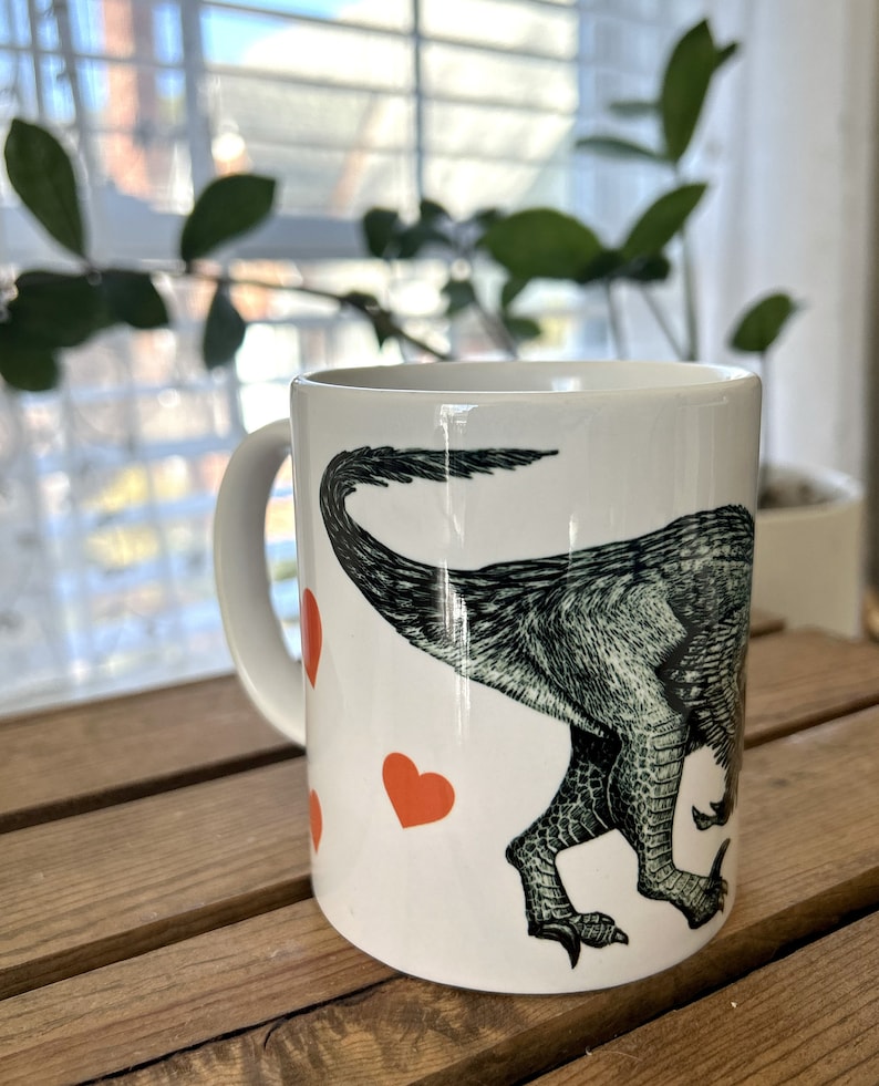 Valentine Velociraptor Mug. Raptor Beverage Cup. Funny Dinosaur Lover ...