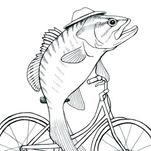 Fish on a Bike Art Print. Whimsical Wall Art. Funny Wall Decor ...