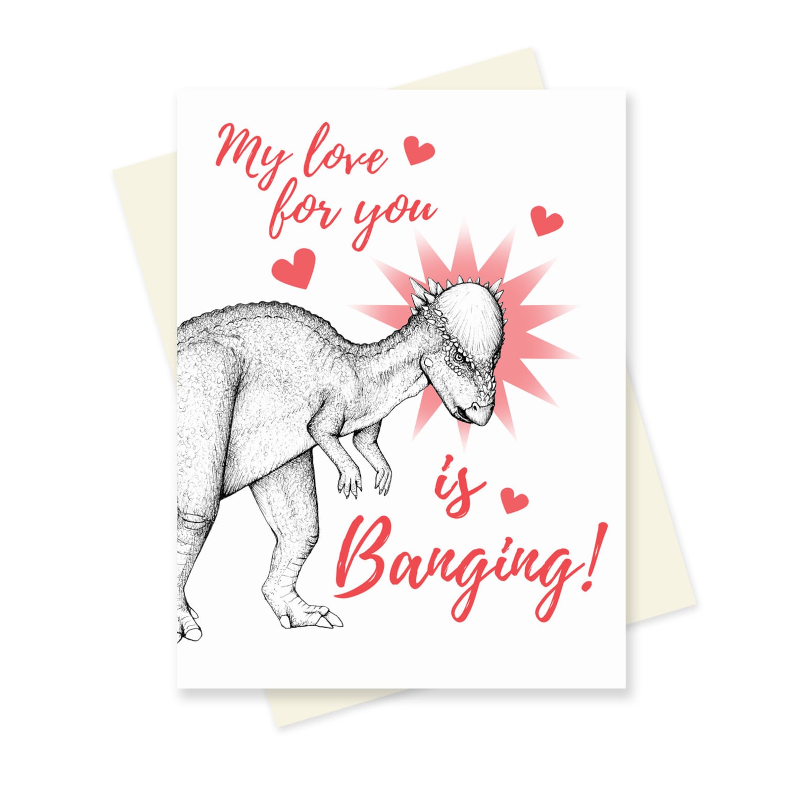 Dinosaur Valentine. Pachycephalosaurus Card. Nerdy Science Valentine ...