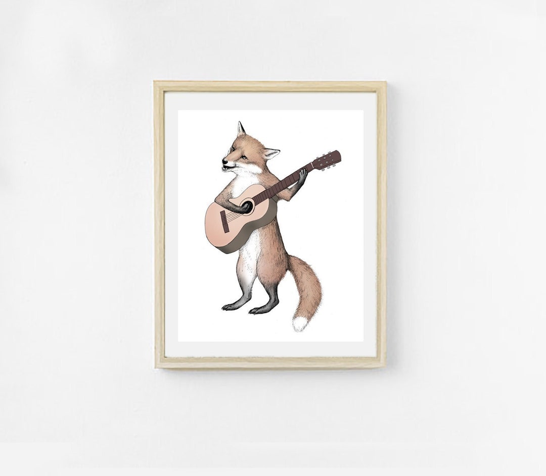 Bluegrass Fox. Color Fox Art Print. Bluegrass Animal Band Art Print ...