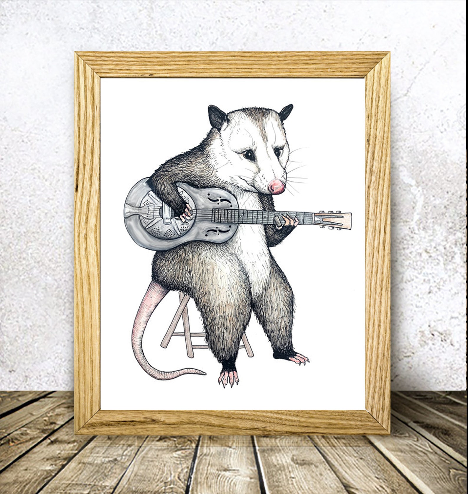 Bluegrass Opossum. Possum Art Print. Bluegrass Animal Band. Bluegrass ...