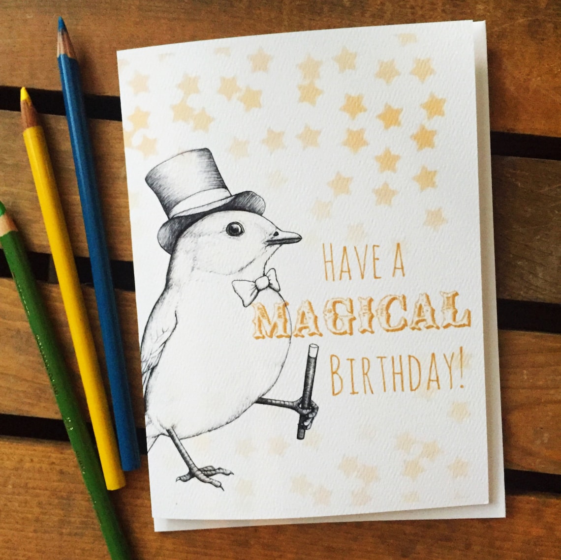 Magic Birthday Card. Bird Birthday Card. Magician. Cute - Etsy