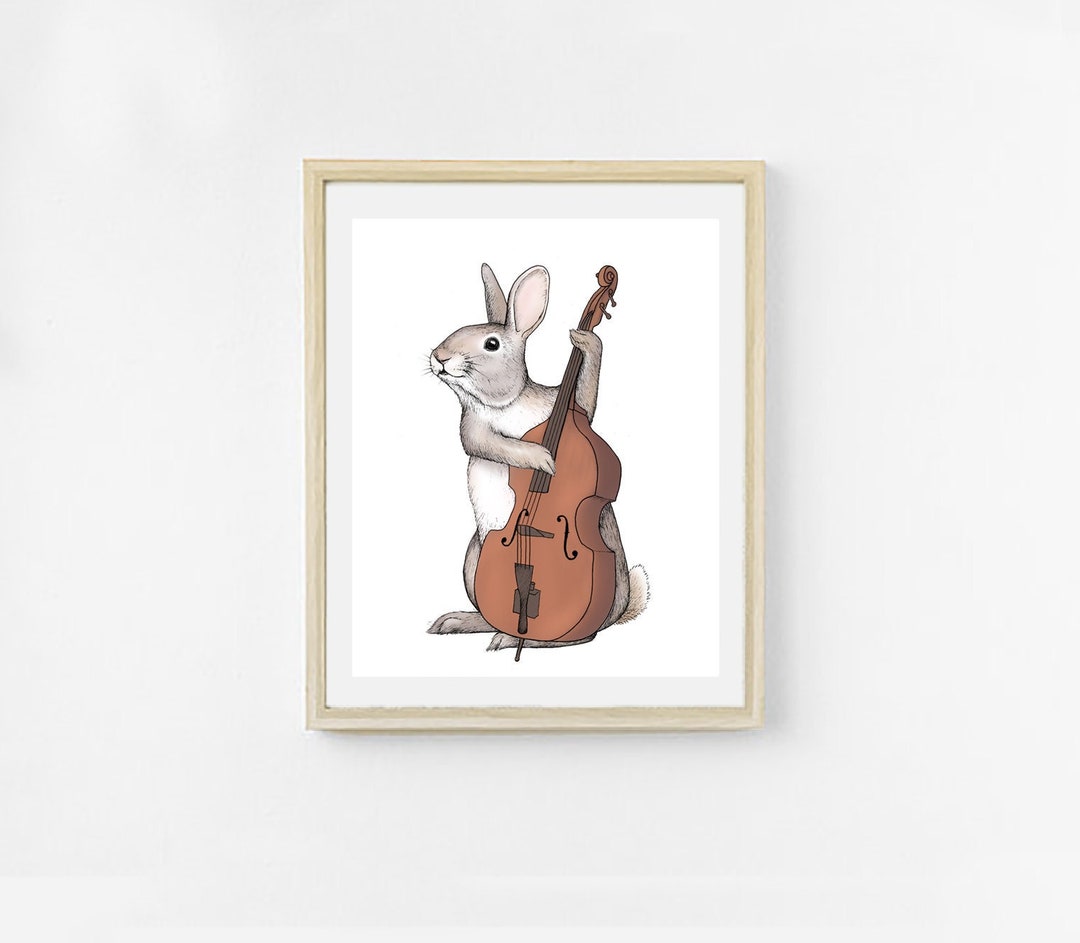 Bluegrass Bunny. Color Rabbit Print. Bluegrass Animal Band Art Print ...