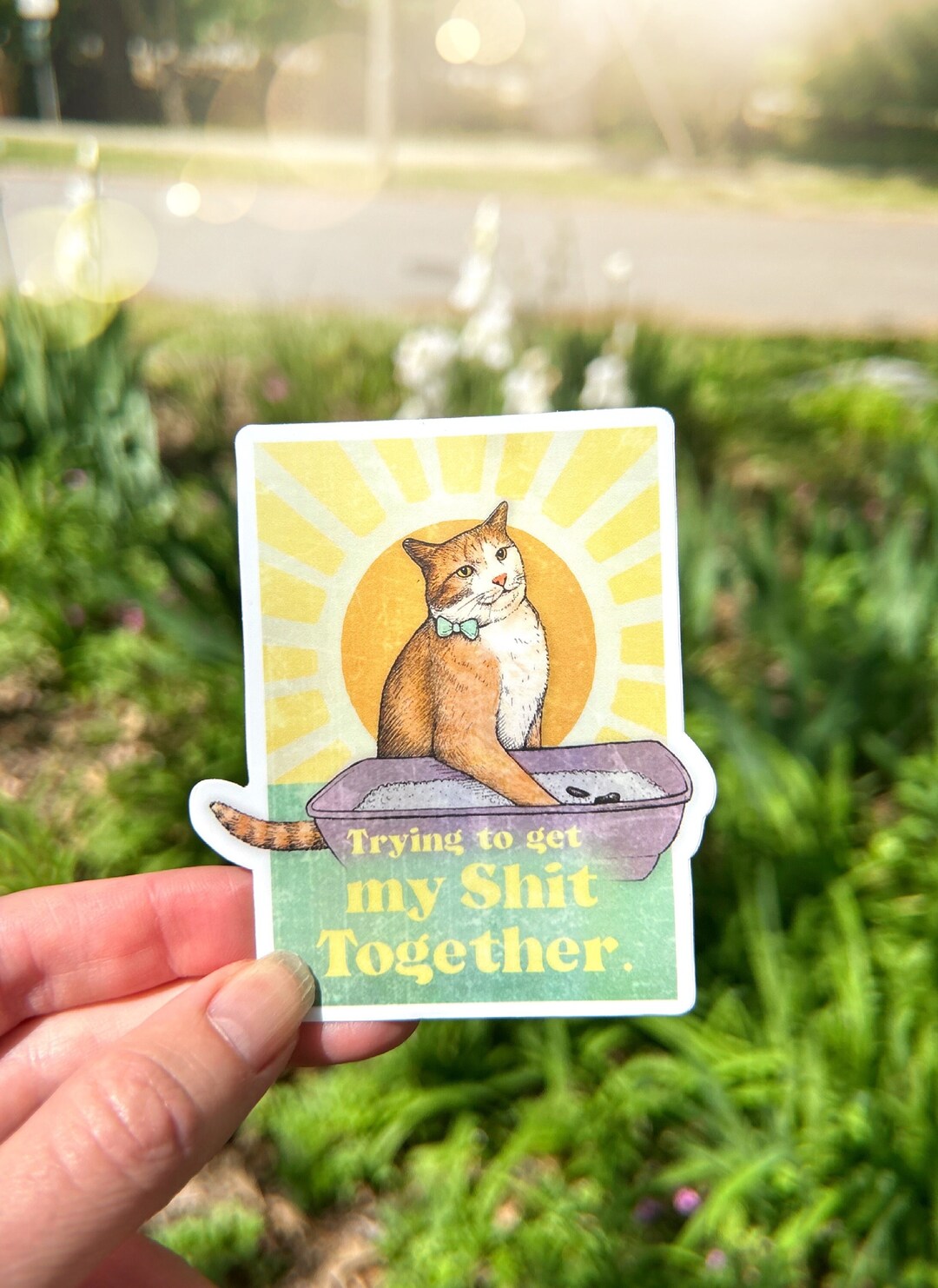 Funny Cat Waterproof Vinyl Sticker. Orange Cat Lover Gift. Getting My ...