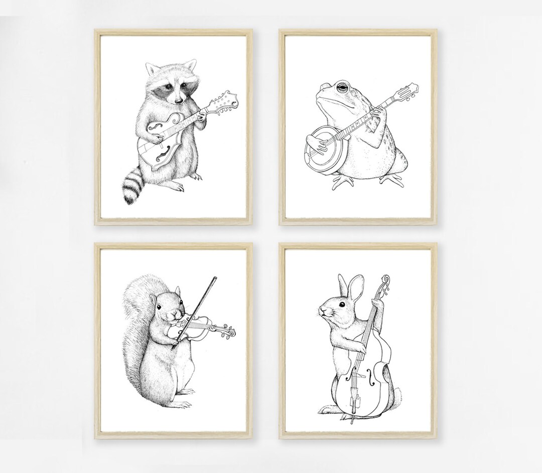 Bluegrass Art Print Set. Cute Animal Prints. Musical Nursery Art ...